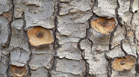 Gray Tree Bark Texture with Knots Stock Illustration - Illustration of ...
