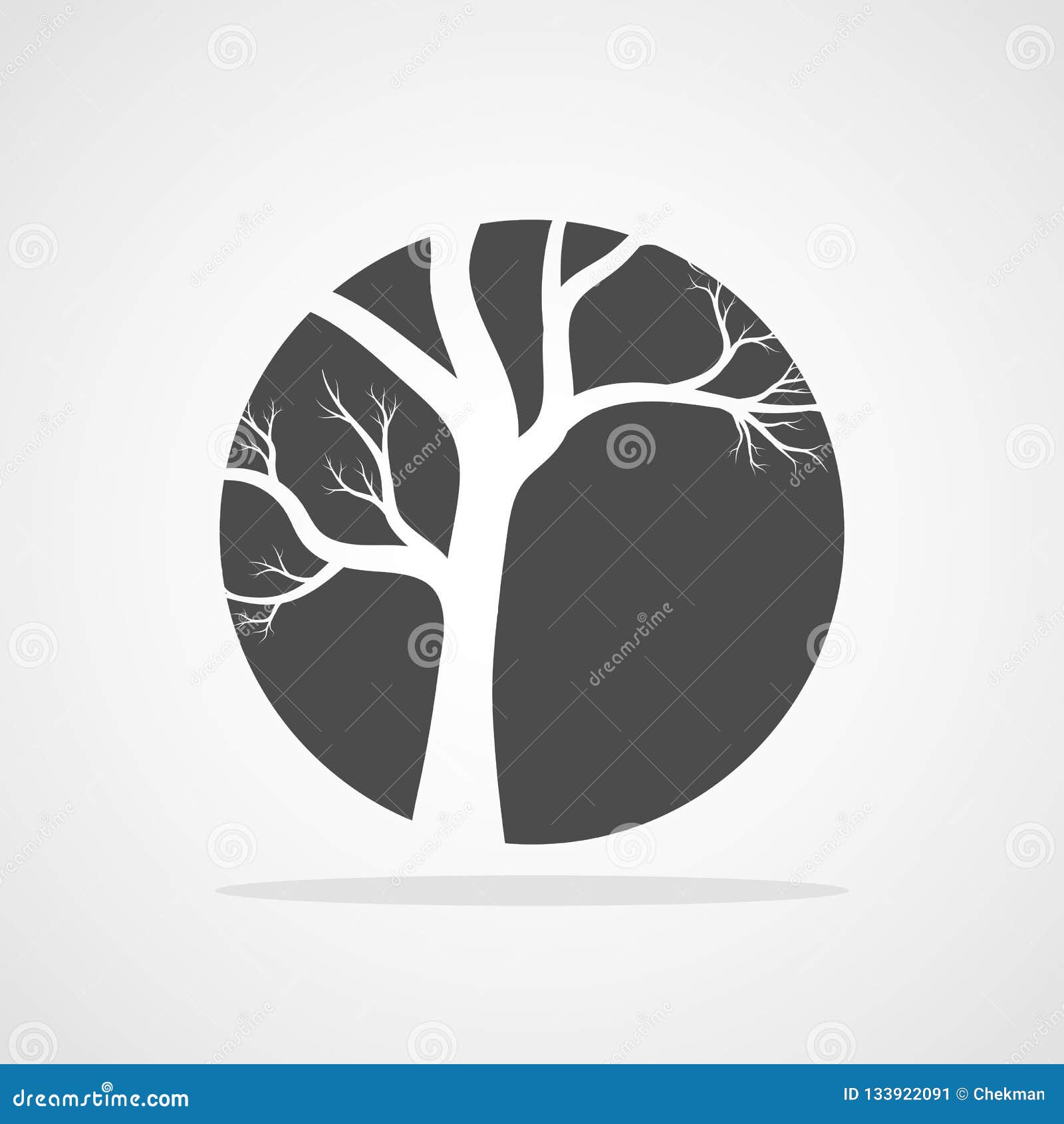 Gray Tree Round Icon. Vector Illustration Stock Illustration ...