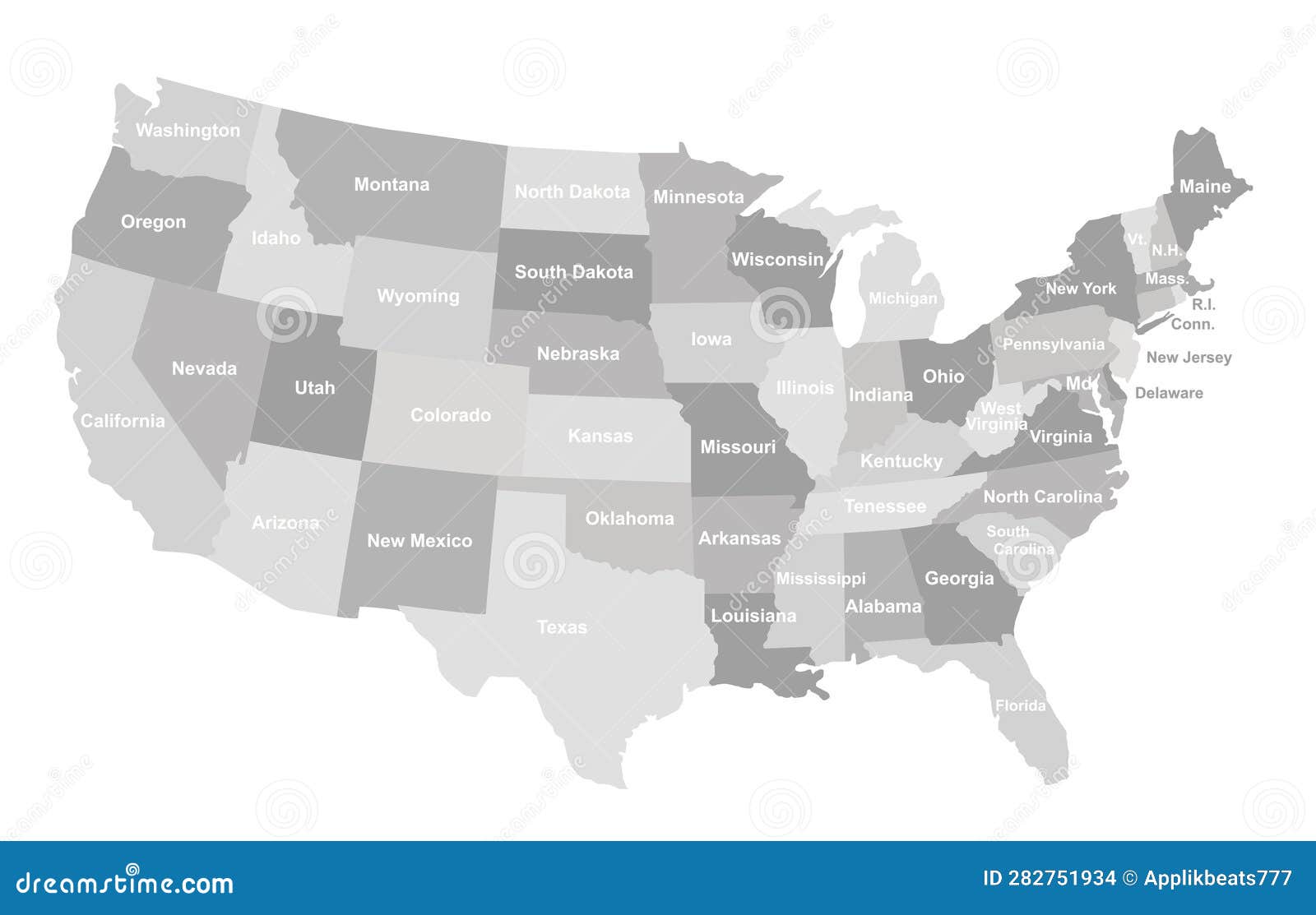 Gray USA Map with States. Vector Illustration Stock Vector ...