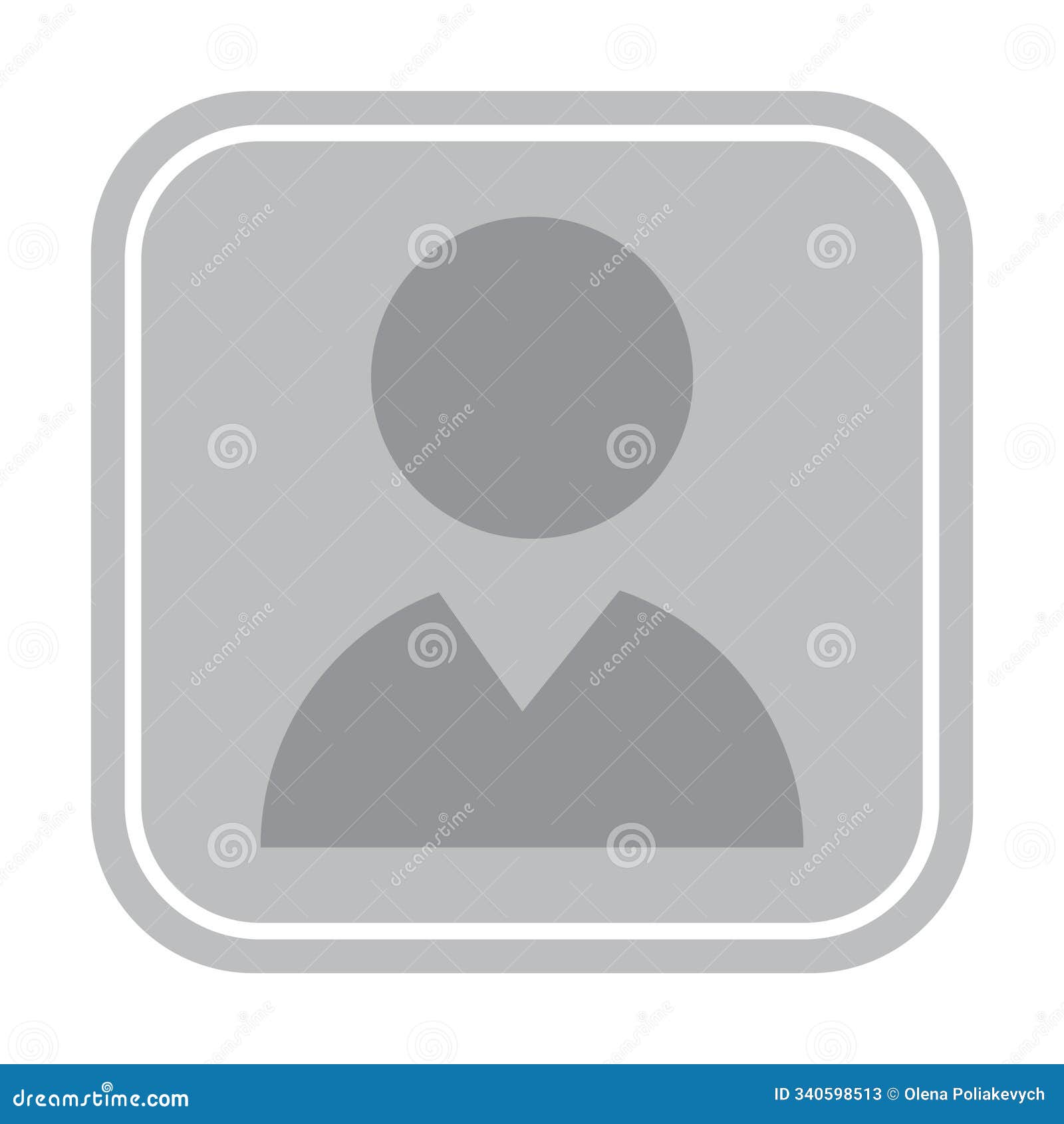 Gray User Icon Inside Square Frame. Simple Head and Shoulders ...