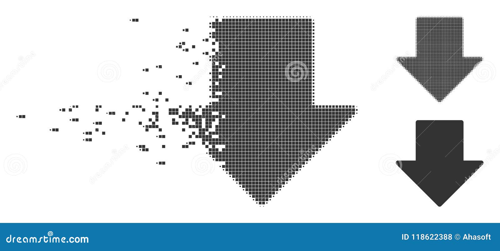 Broken Pixel Halftone Arrow Down Icon Stock Vector - Illustration of ...