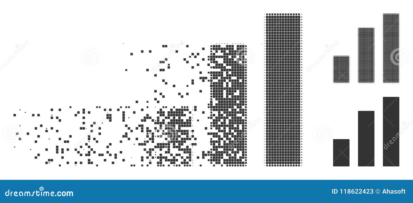 Moving Pixel Halftone Bar Chart Icon Stock Vector - Illustration of ...