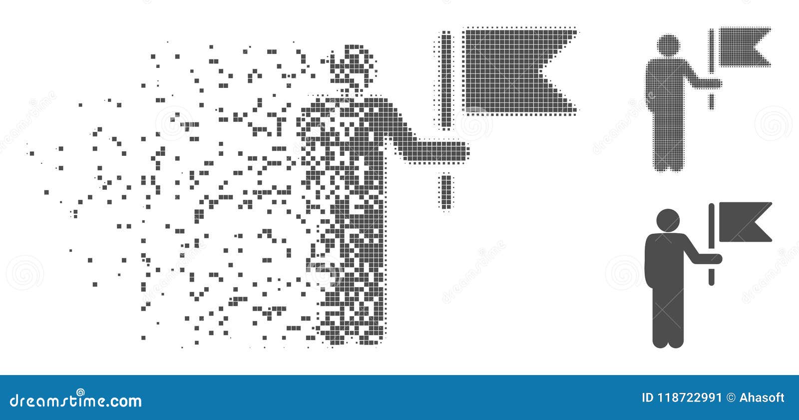 Damaged Pixel Halftone Commander with Flag Icon Stock Vector ...