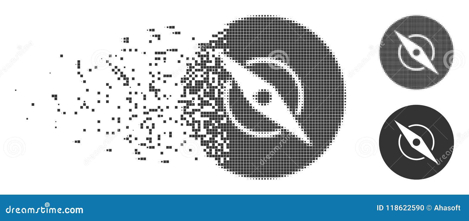 Dispersed Pixel Halftone Compass Icon Stock Vector - Illustration of ...