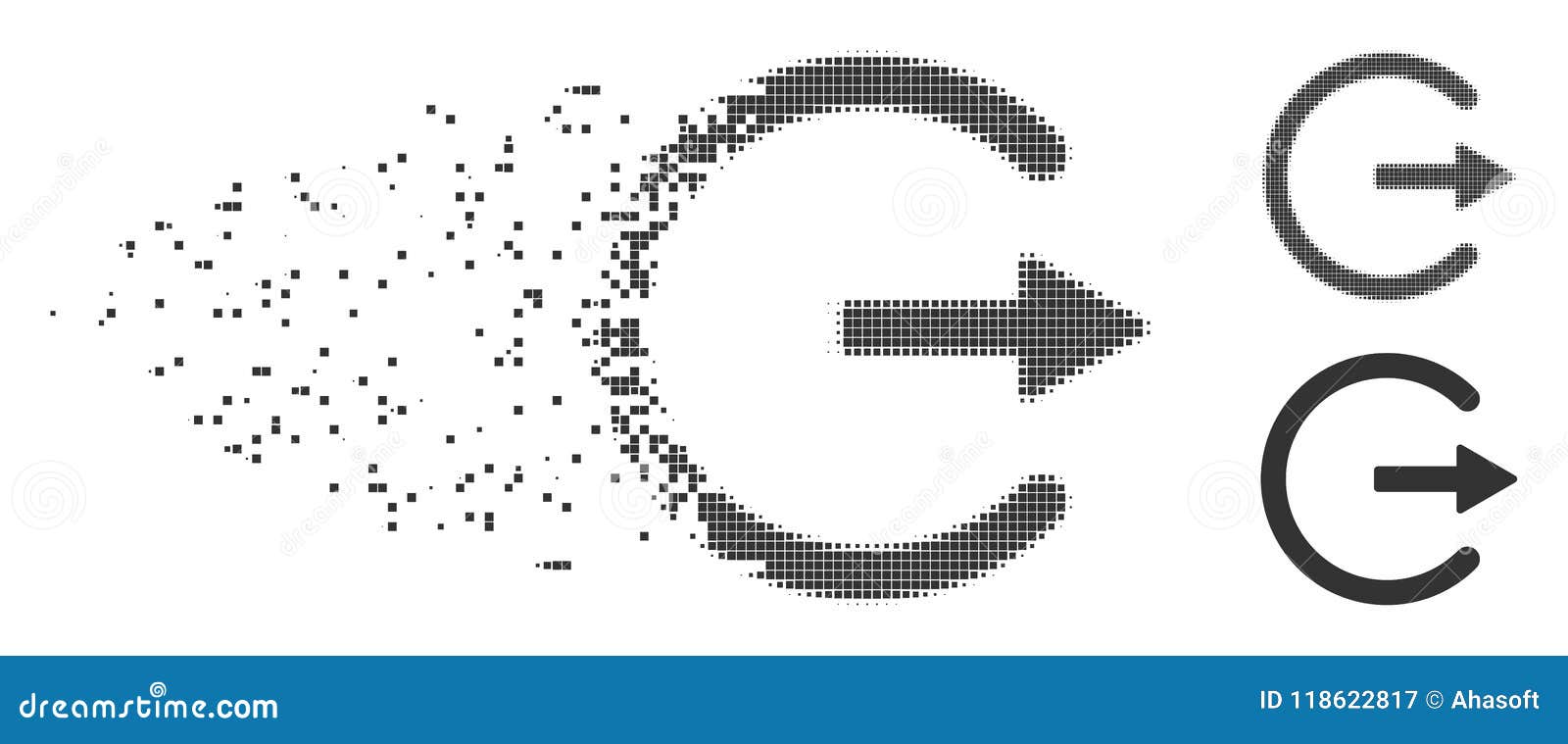 Dispersed Pixel Halftone Exit Icon Stock Vector - Illustration of dust ...