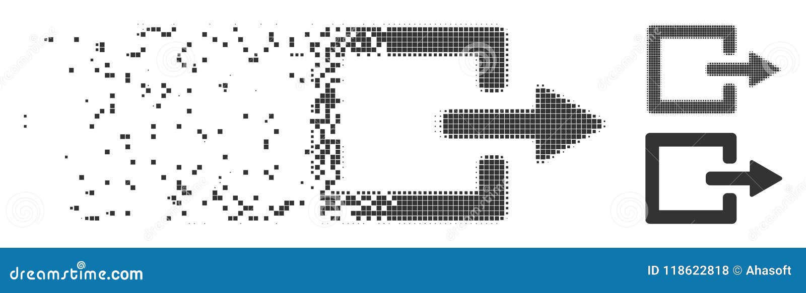 Broken Pixel Halftone Exit Icon Stock Vector - Illustration of damaged ...