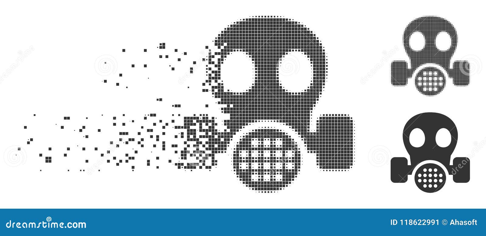 Shredded Pixel Halftone Gas Mask Icon Stock Vector - Illustration of ...