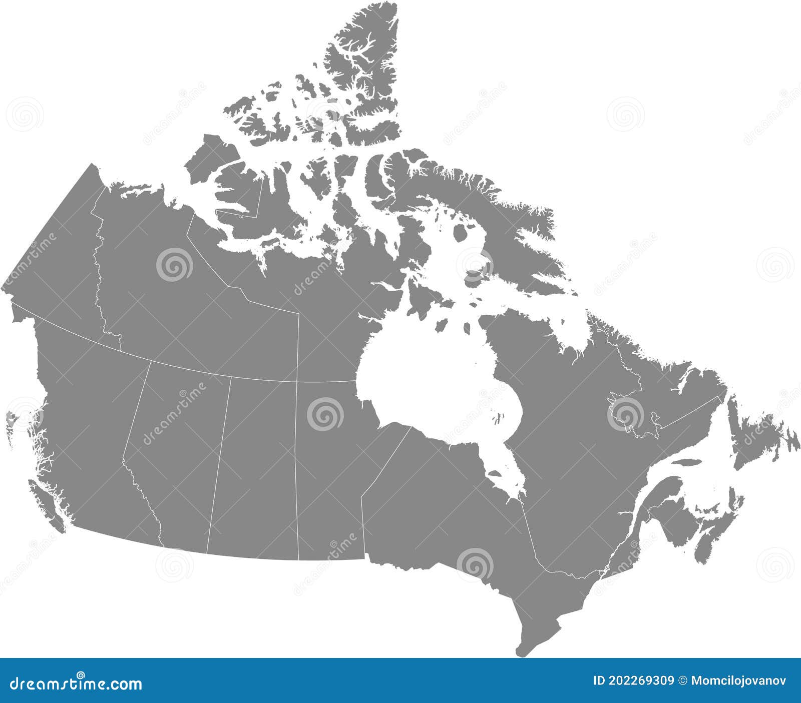 Gray map of Canada stock vector. Illustration of canada - 202269309