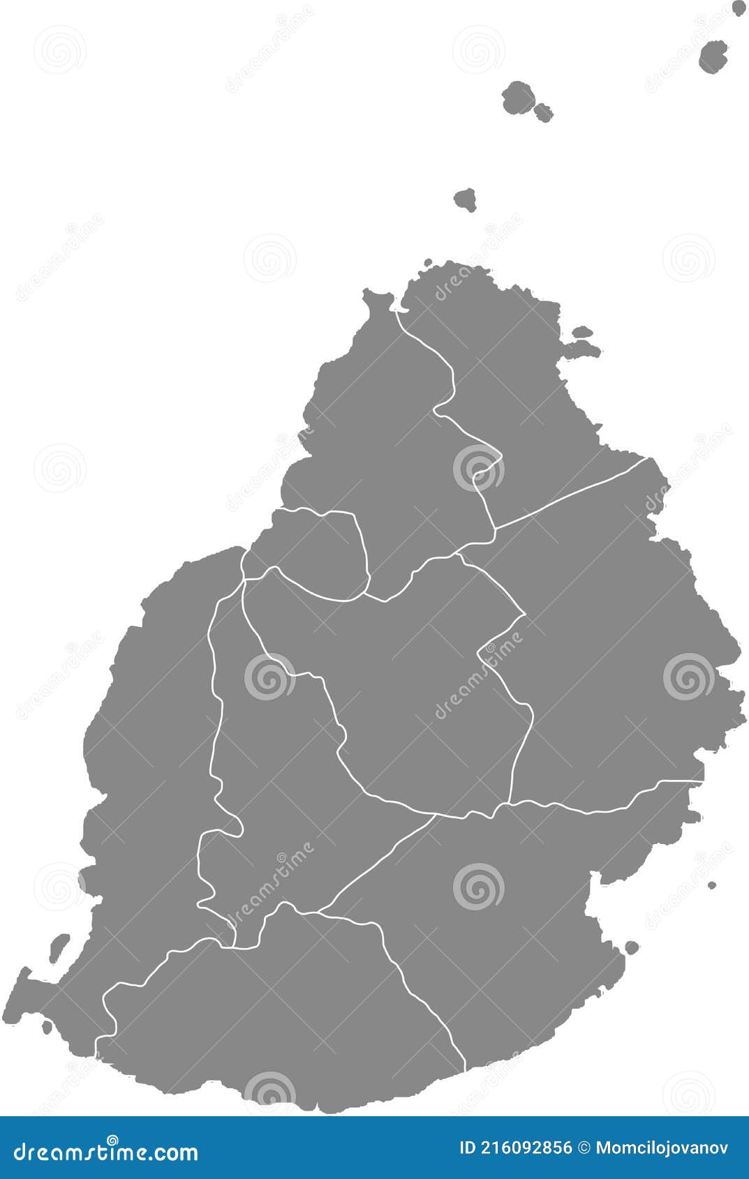 Mauritius Map In 3D. 3d Map With Borders Of Regions. Royalty-Free ...