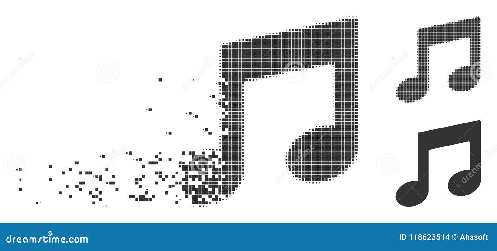 Dispersed Pixel Halftone Music Notes Icon Stock Vector - Illustration ...
