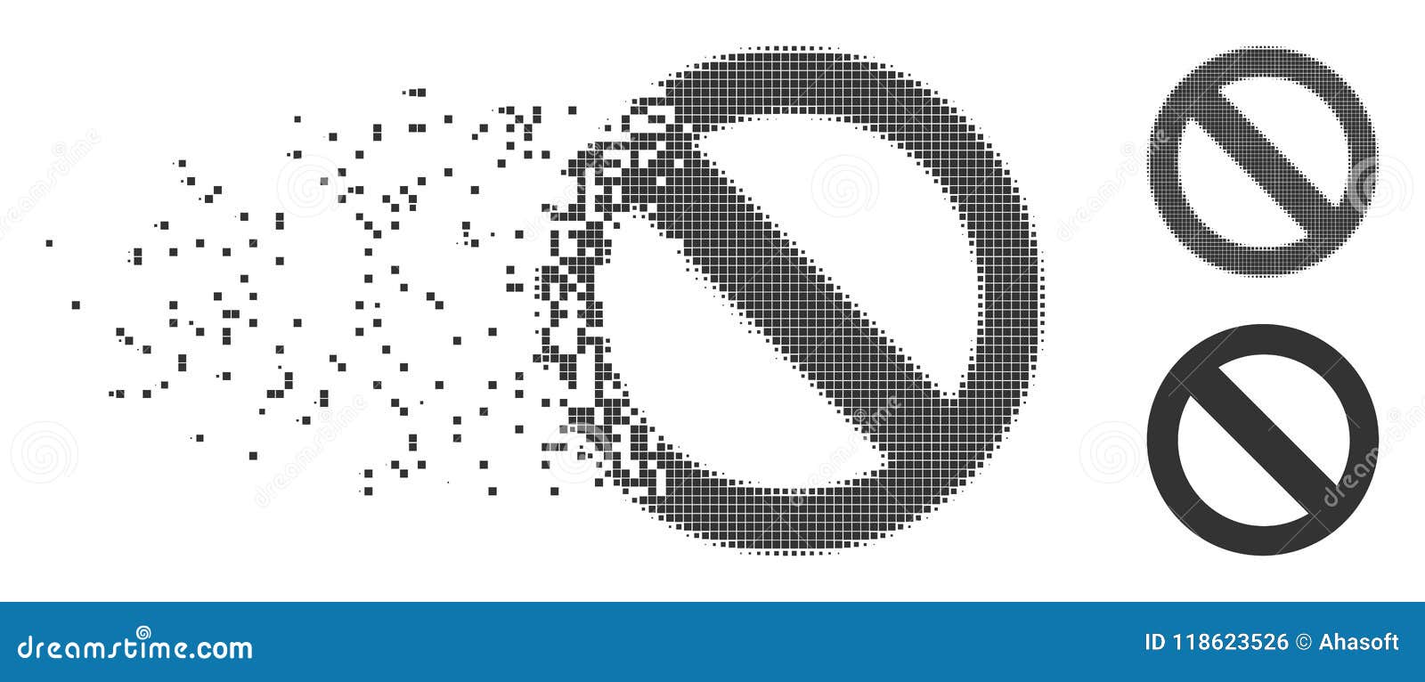 Disintegrating Pixel Halftone No Sign Icon Stock Vector - Illustration ...