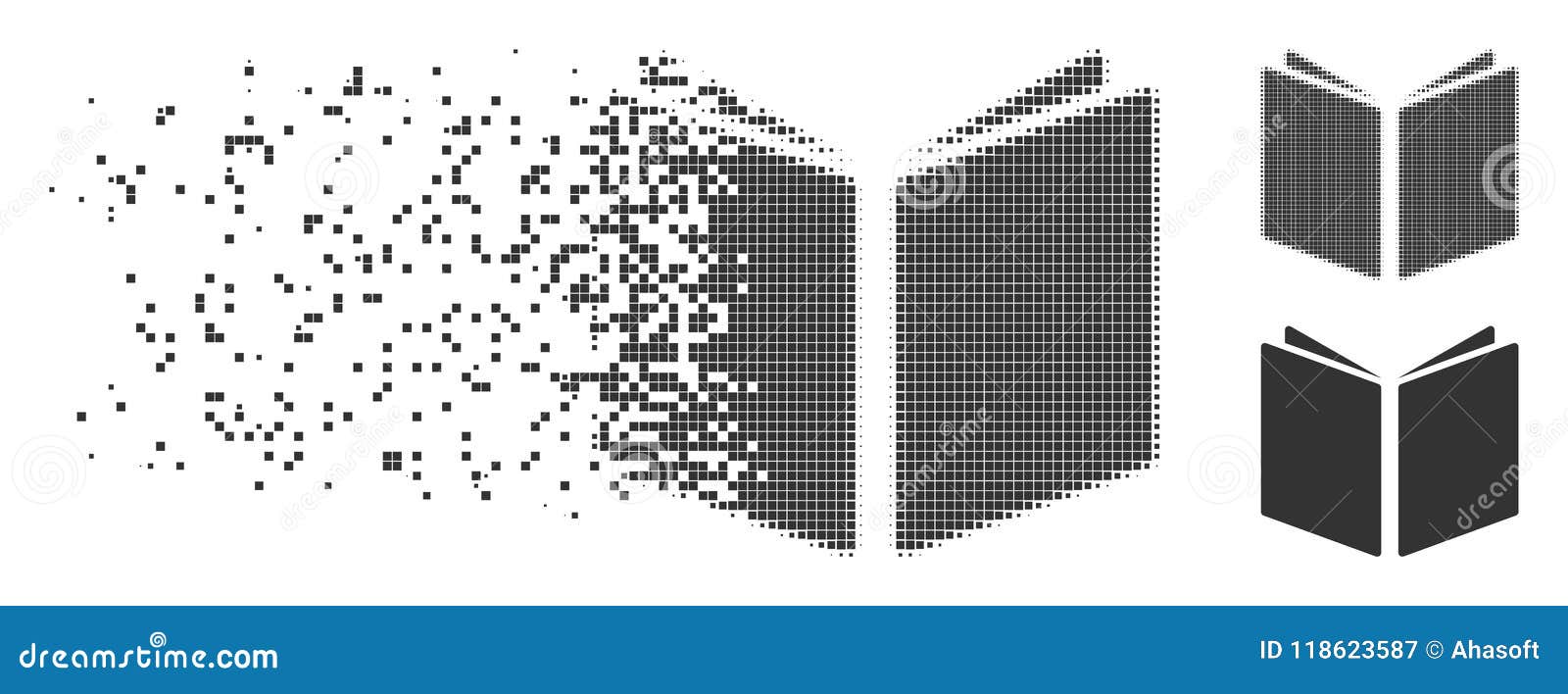 Damaged Pixel Halftone Open Book Icon Stock Vector - Illustration of ...