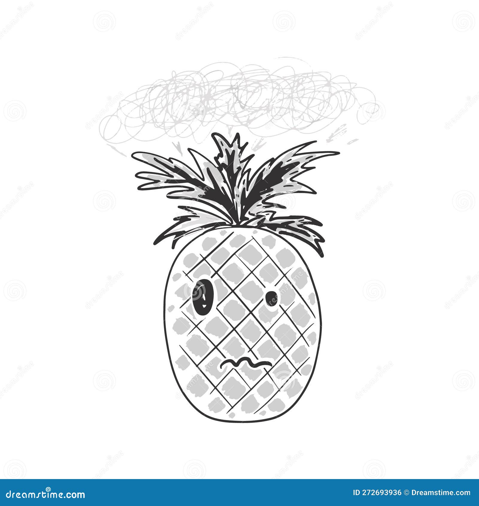 Gray Vector Sad Confused Pineapple Character Stock Vector ...