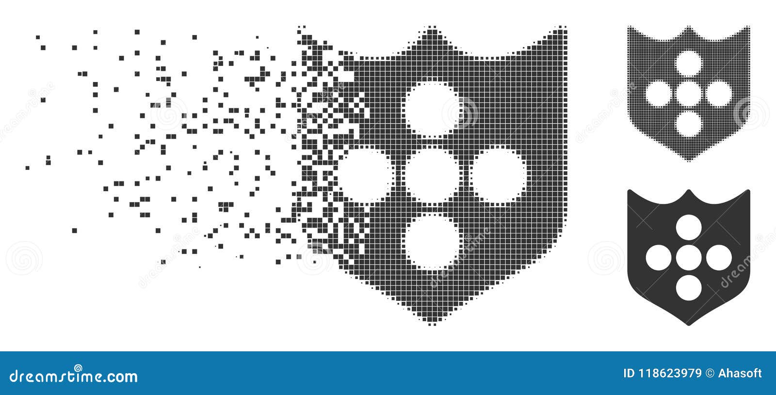 Shredded Pixel Halftone Shield Icon Stock Vector - Illustration of ...