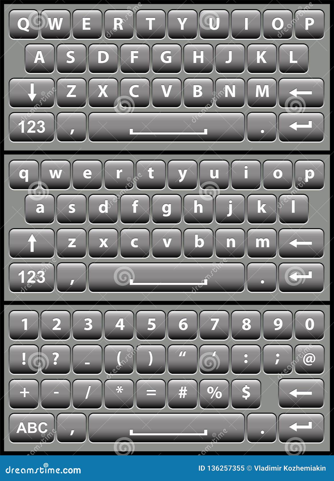 Gray Vector Virtual Keyboard for a Smartphone Stock Vector ...