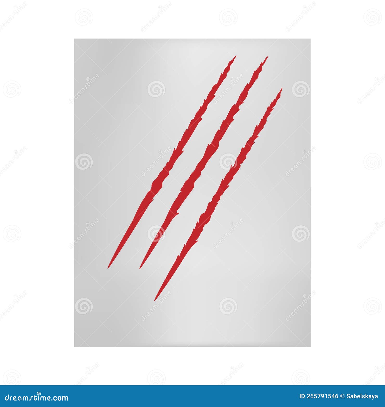 Gray Vertical Canvas with Bright Red Claws Scratch Flat Style Stock ...