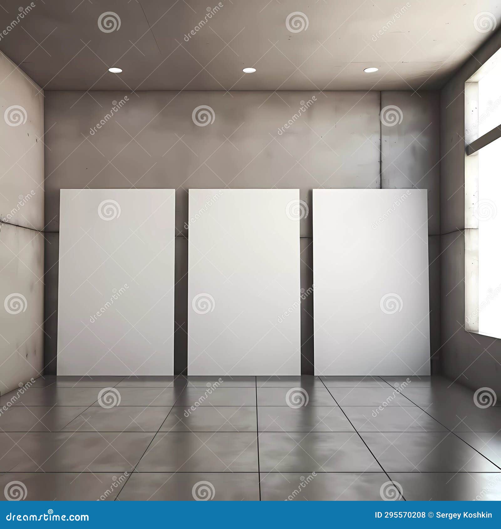 Gray Wall with 3 White Signboard Mockup and Copy Space Background ...