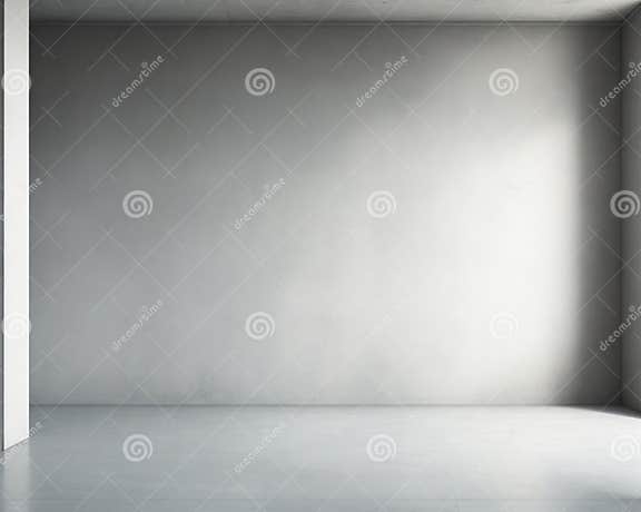 Gray Wall in an Empty Room with Concrete Floor Stock Illustration ...