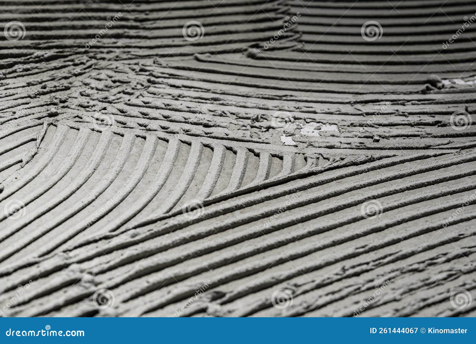 Gray Wall Glue Plaster Comb Surface Prepared for Tiling. Tile Adhesive ...