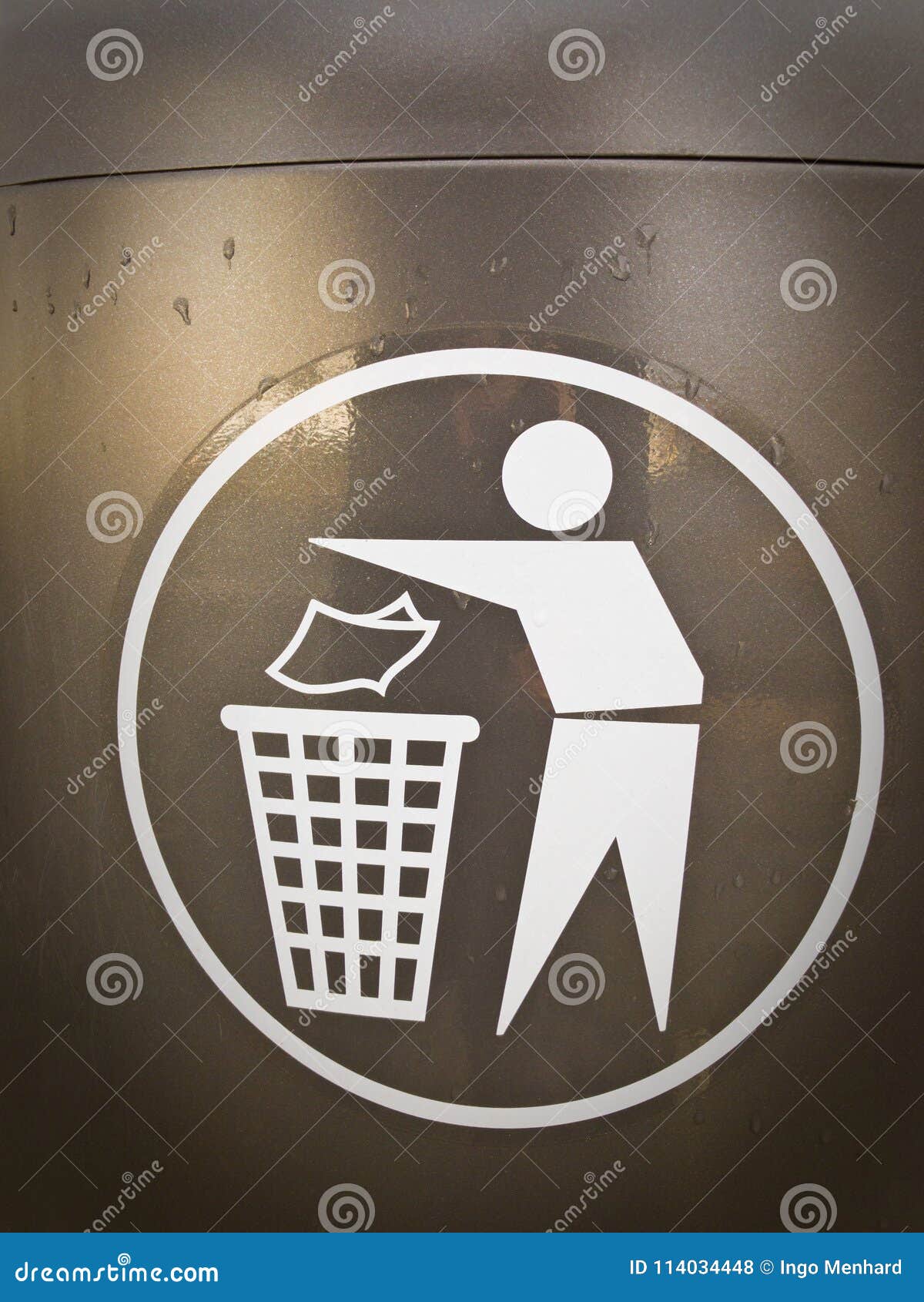 Wastebin with a Litter Symbol Closeup Stock Photo - Image of closeup ...