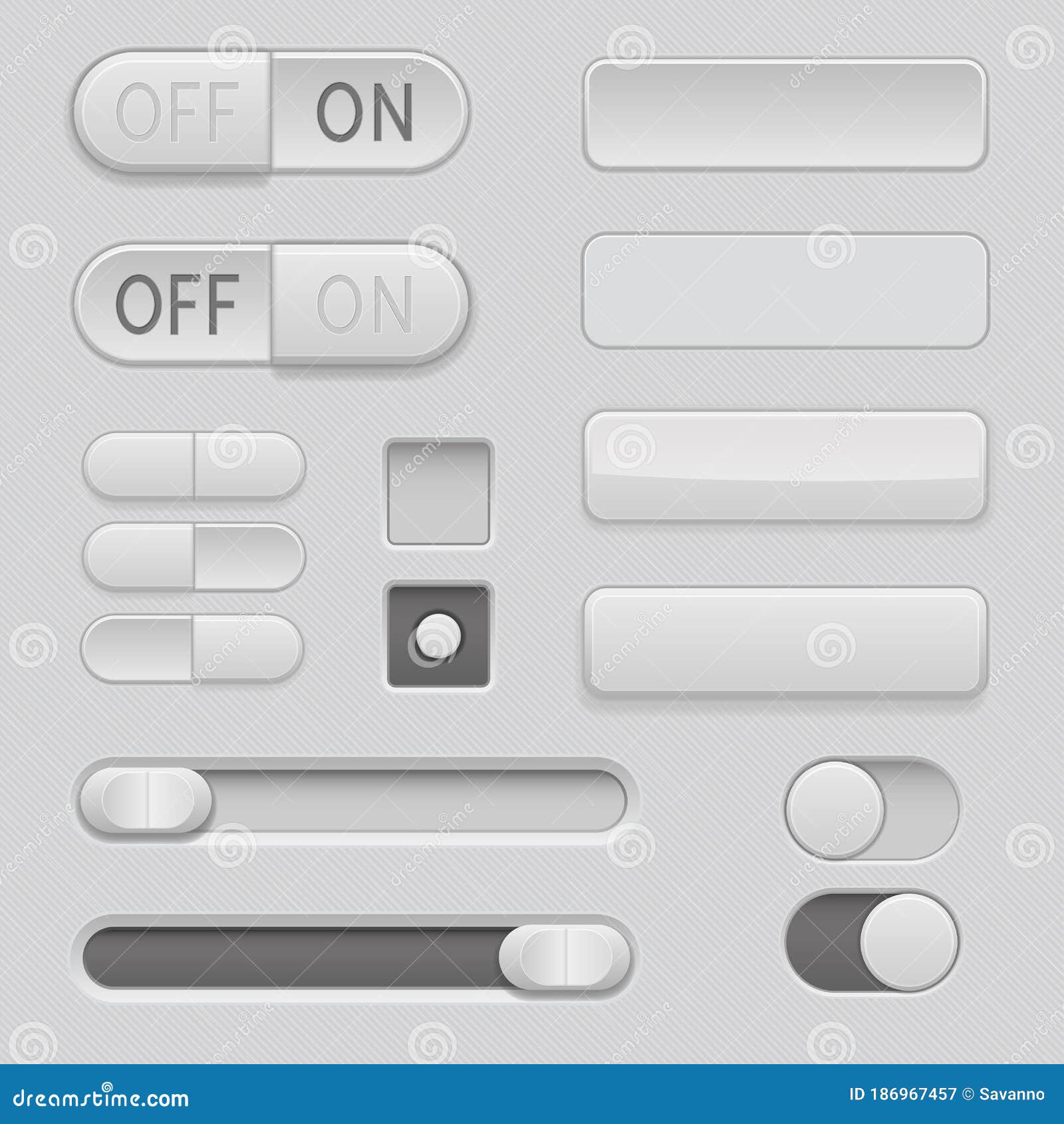 Gray Web Buttons. Push Buttons and Sliders Stock Vector - Illustration of navigation, user ...