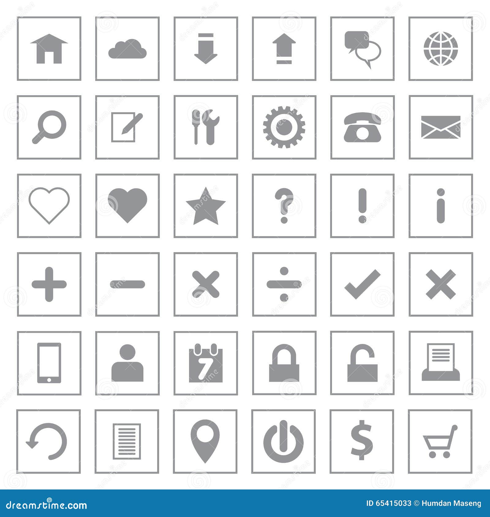 Gray Web Icon Set on Rectangle Frame Stock Vector - Illustration of ...