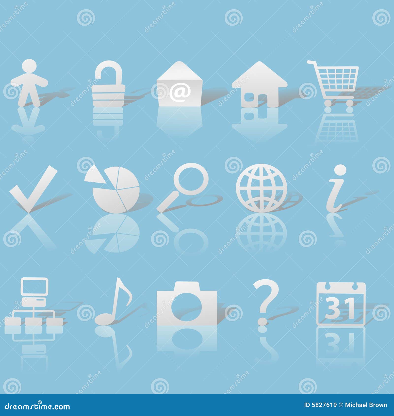 Gray Web Icons Set on Blue stock vector. Illustration of collection ...
