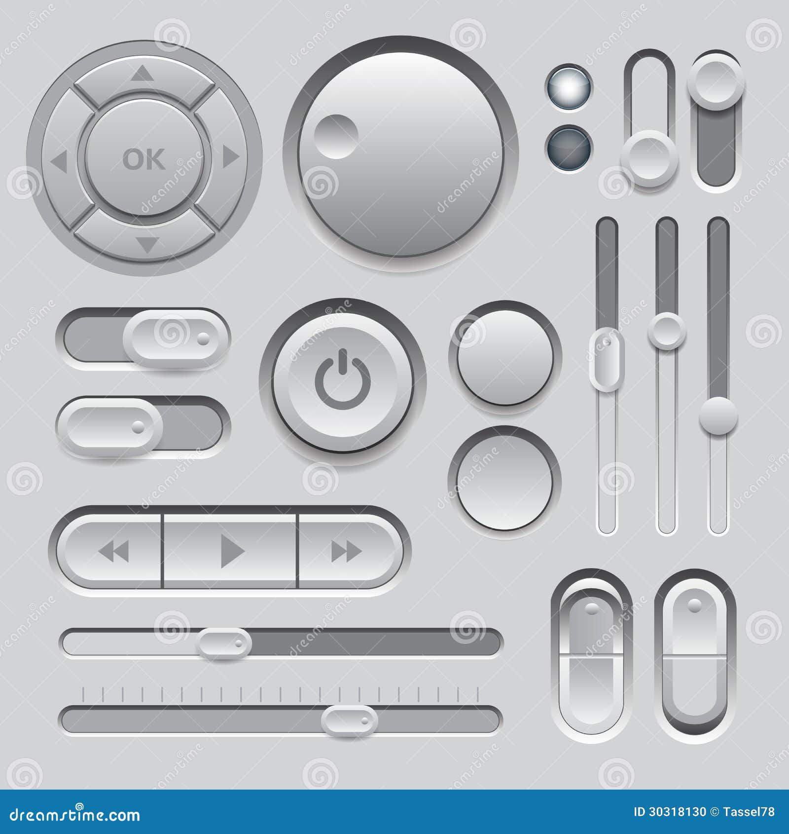 Gray Web UI Elements Design. Stock Vector - Illustration of internet ...