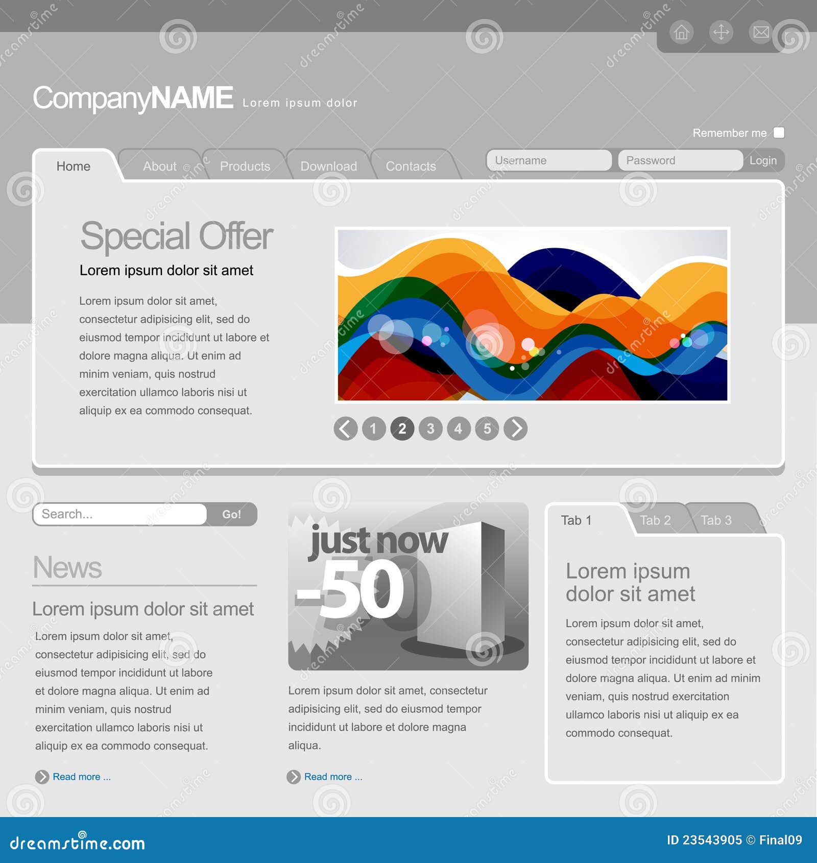 Gray Website Template stock vector. Illustration of abstract - 23543905