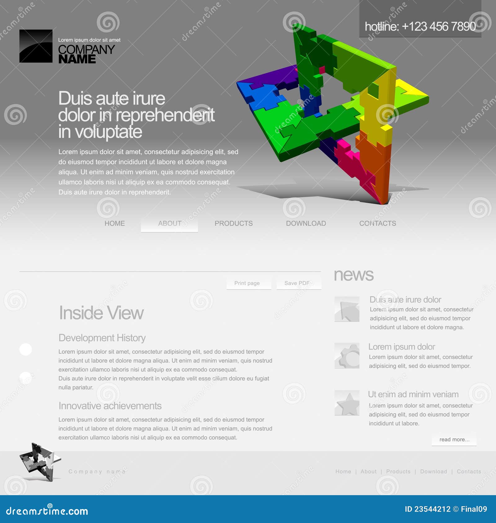 Gray Website Template stock vector. Illustration of search - 23544212