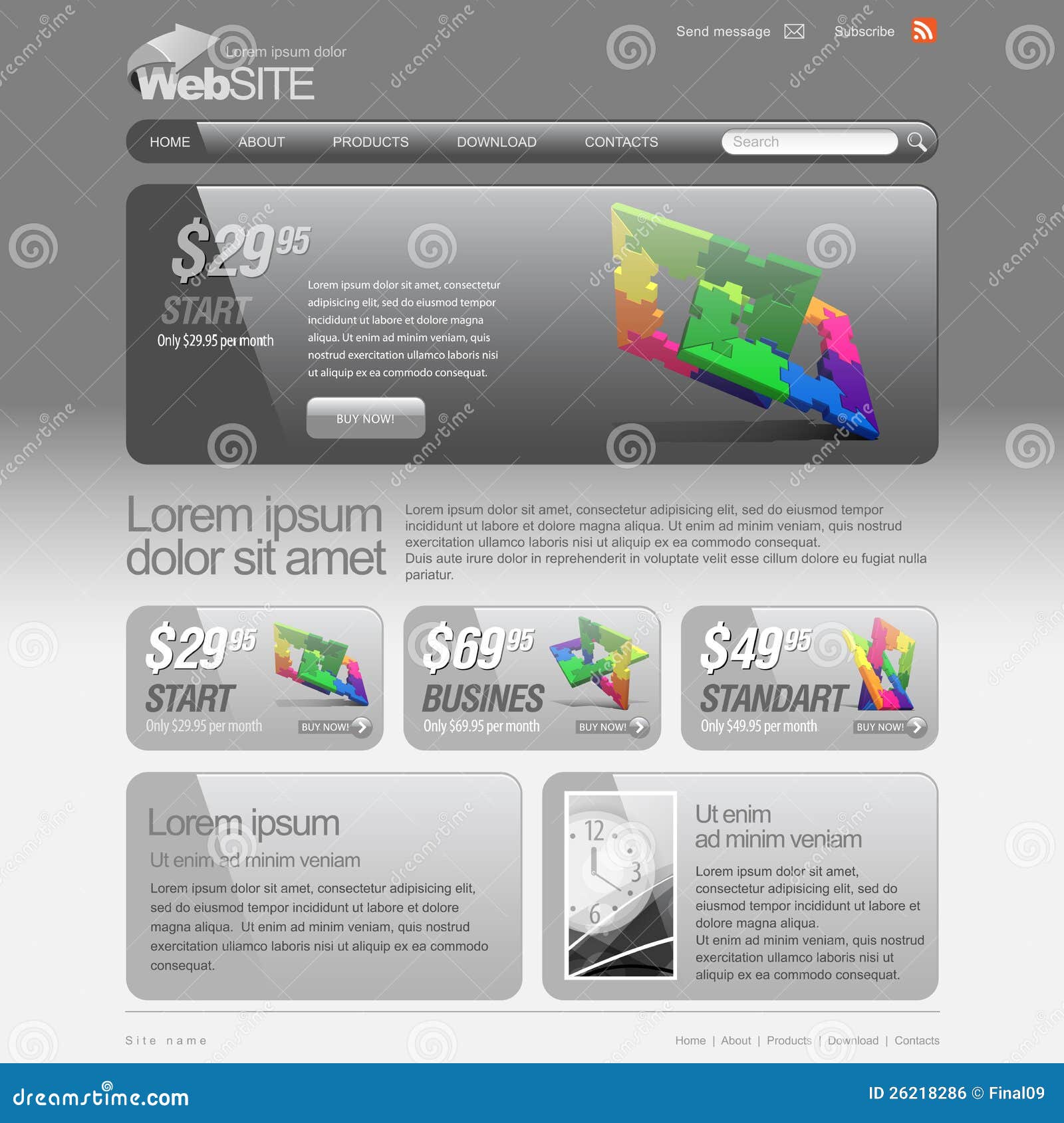 Gray Website Template 960 Grid. Stock Vector - Illustration of original ...