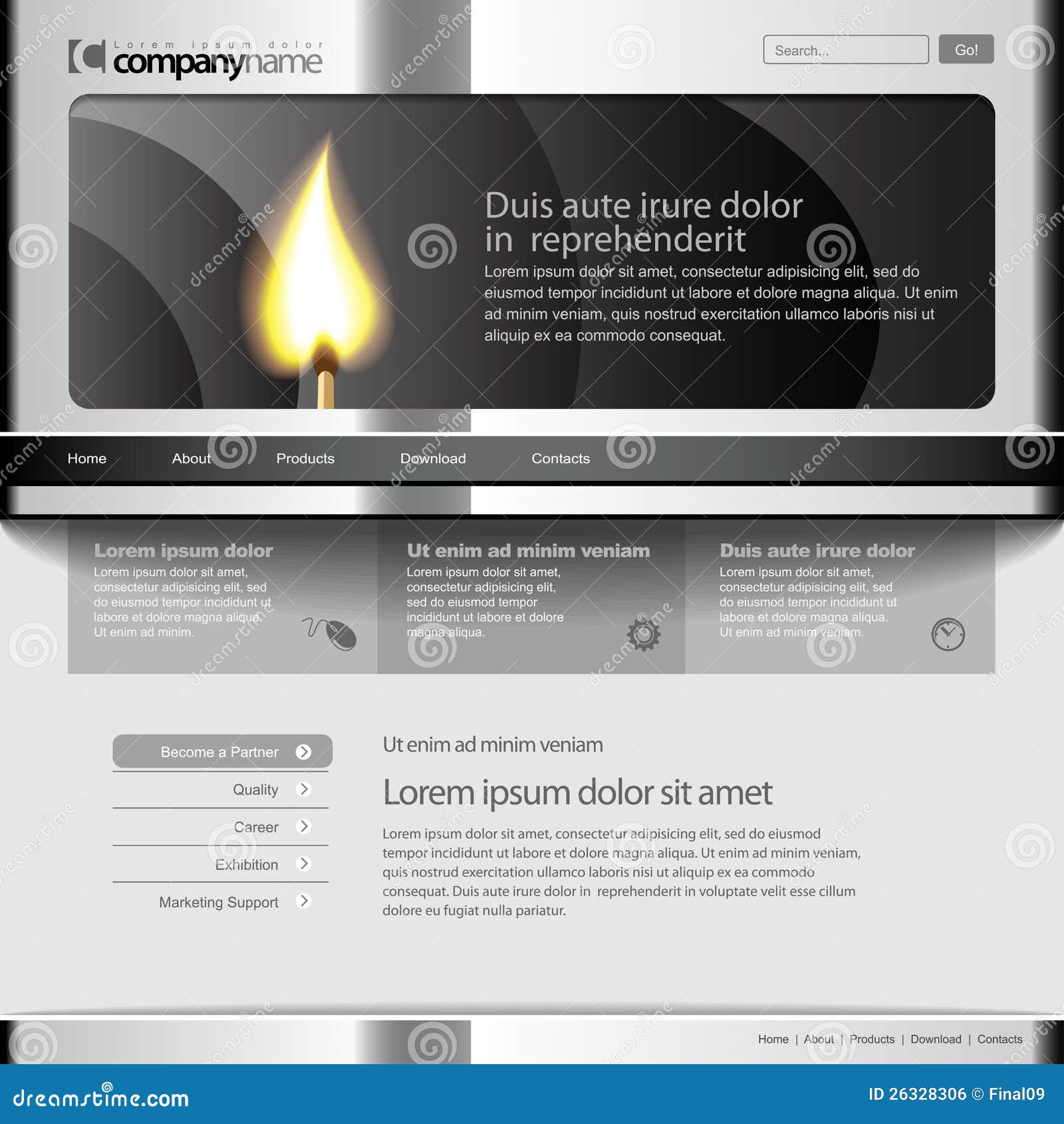 Gray Website Template 960 Grid. Stock Vector - Illustration of browse ...