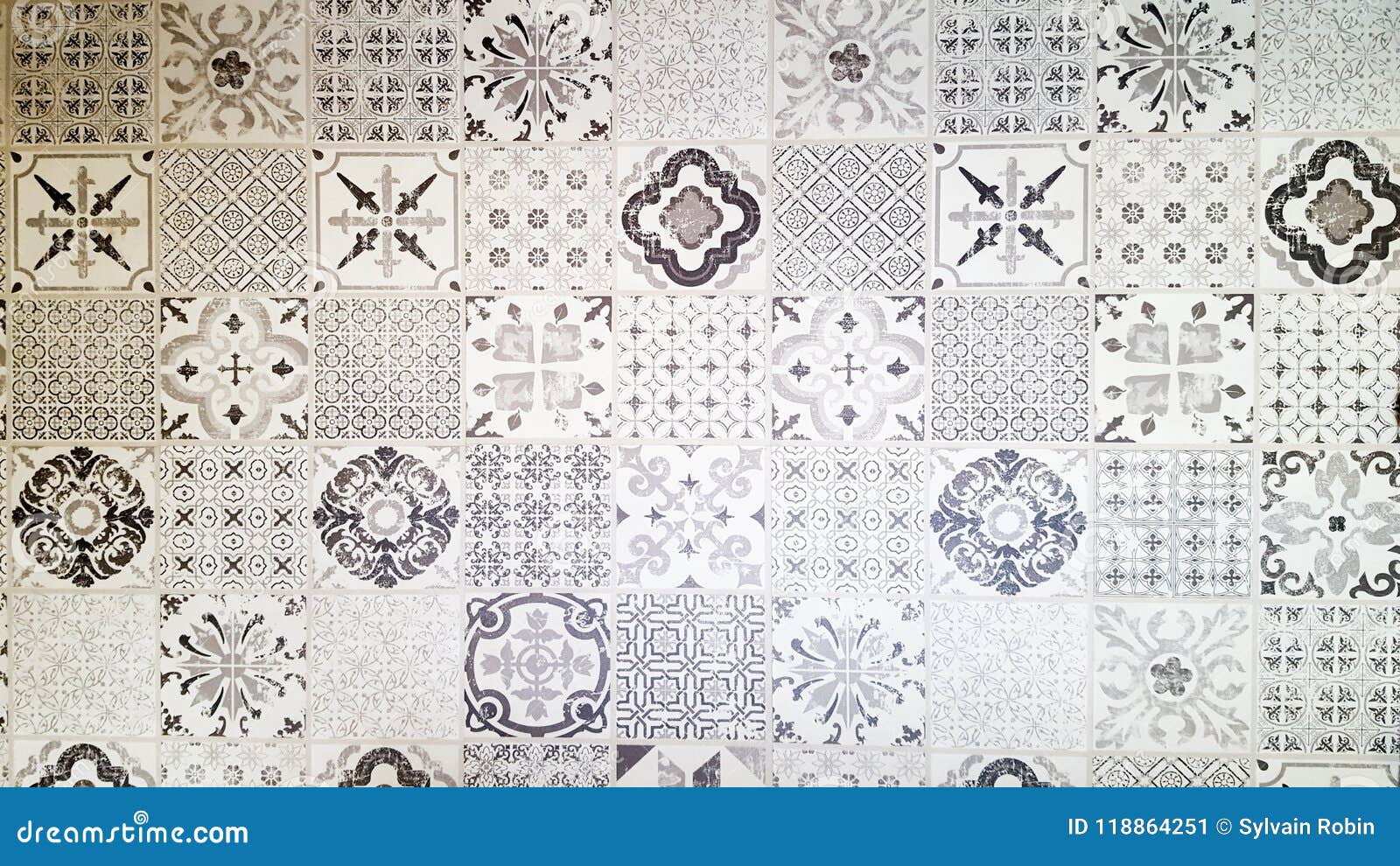 Gray White and Black Pattern Set Tile Background Decorative Ceramic ...