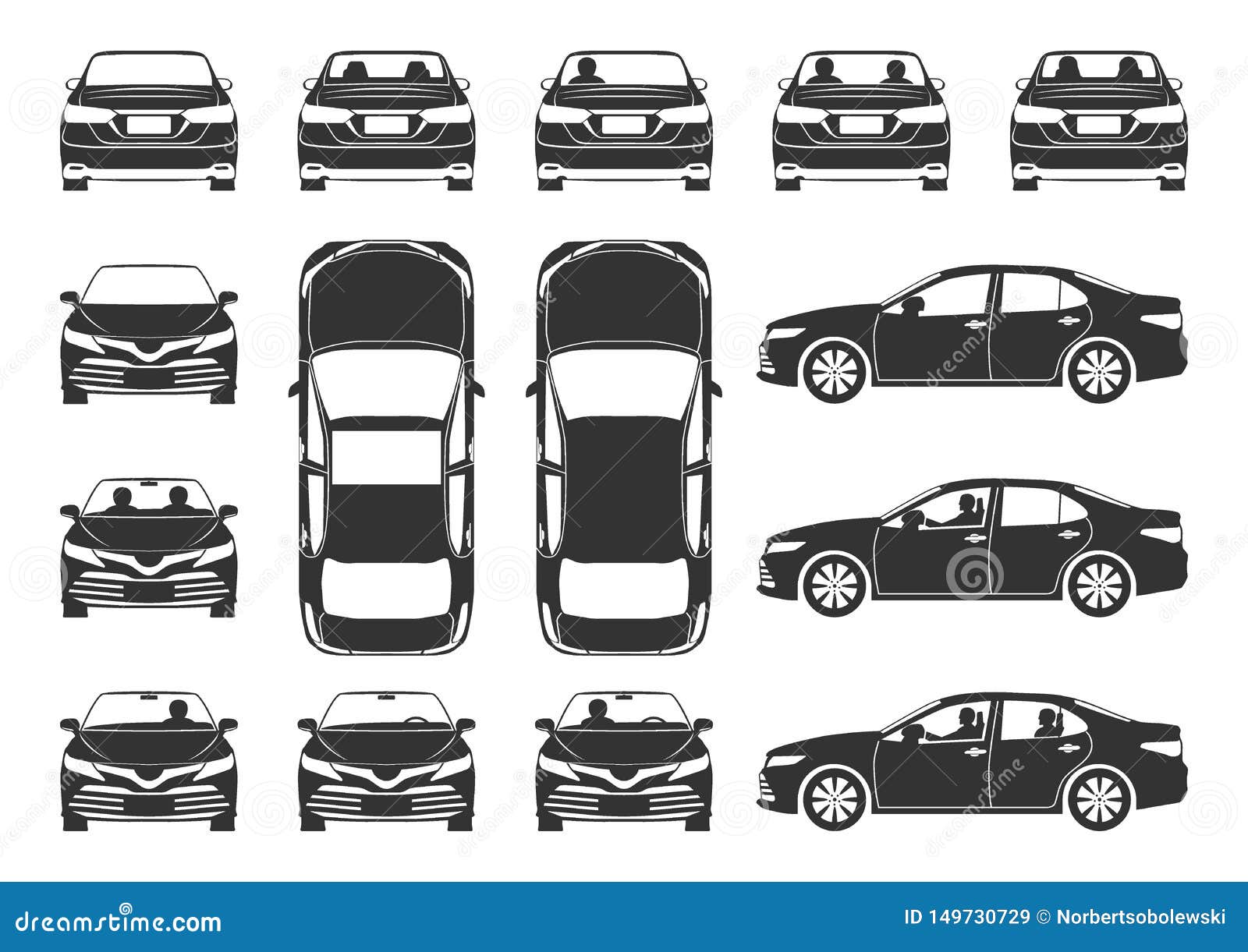 Gray and white car icons. stock vector. Illustration of trends - 149730729