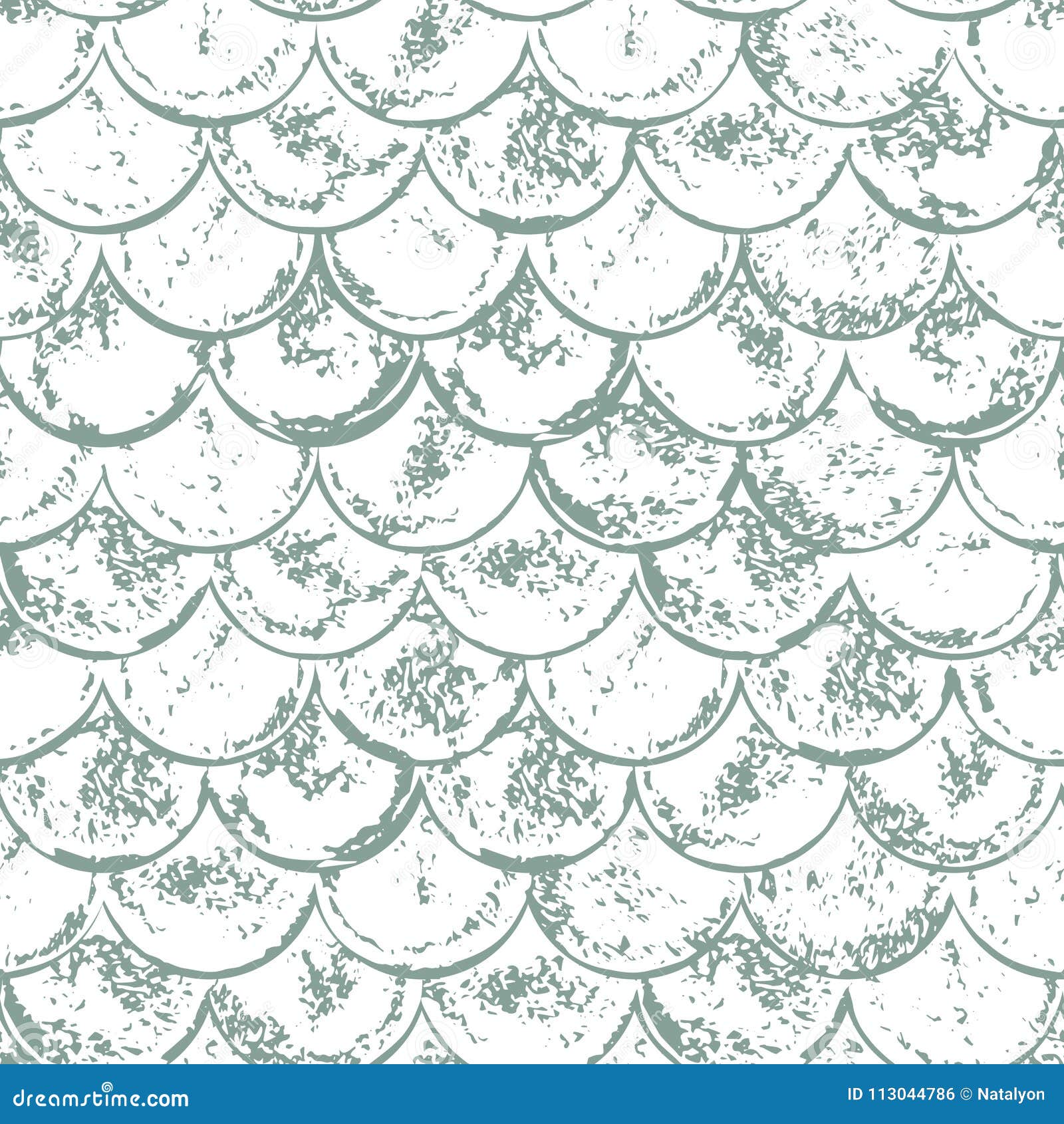 Gray and White Grunge Scallop Geometric Seamless Pattern, Vector Stock ...