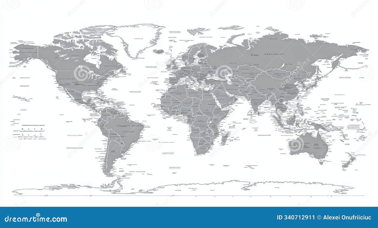 A Gray and White Map of the Entire World Set Against a White Background ...