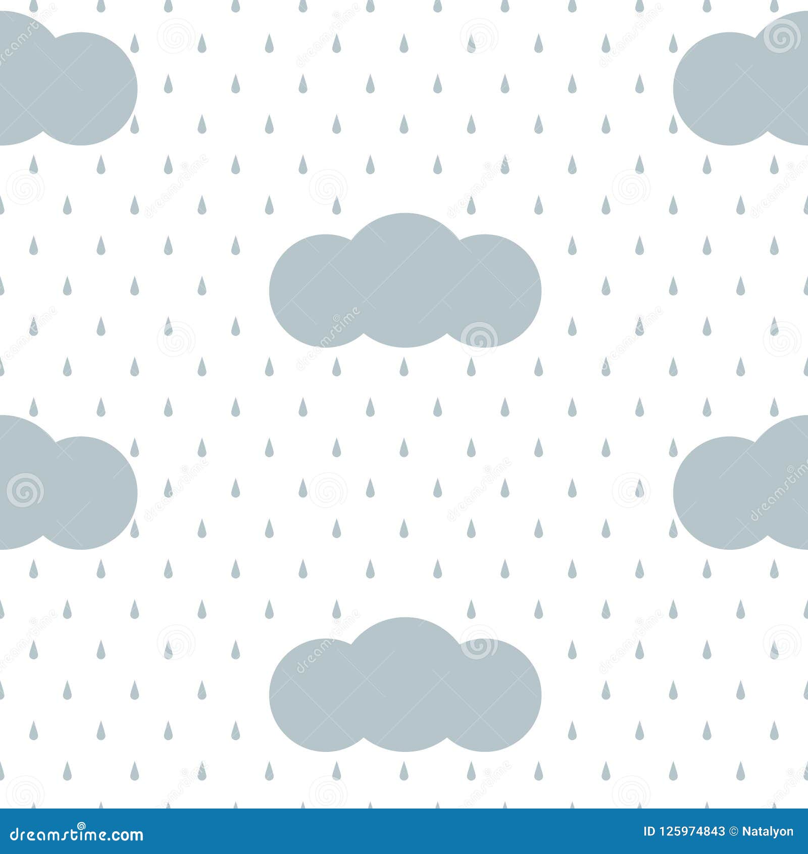 Gray and White Rain Drops Falling Out the Clouds, Seamless Pattern ...