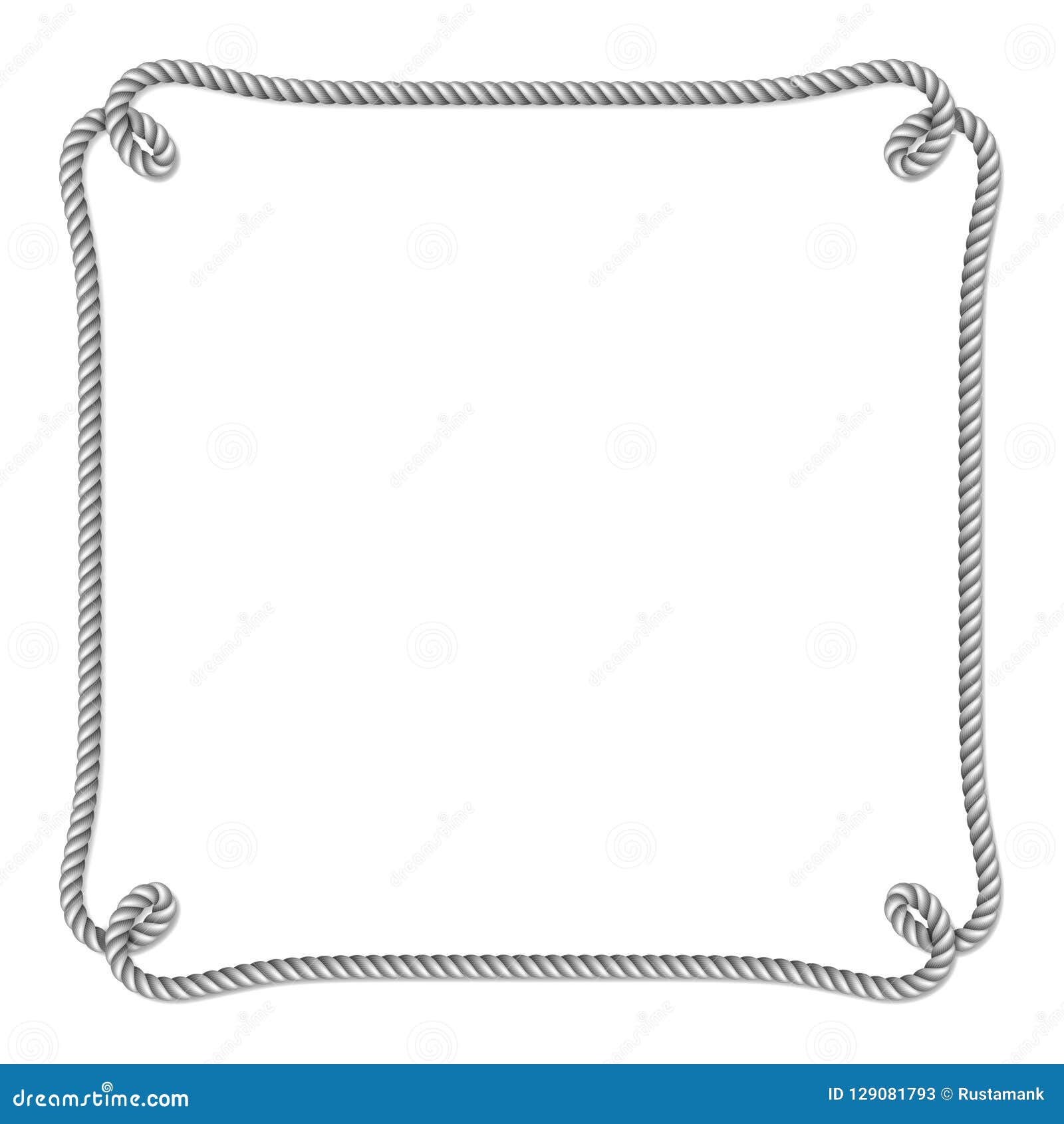 Gray White Rope Woven Vector Border With Rope Knots, Vertical Vector ...