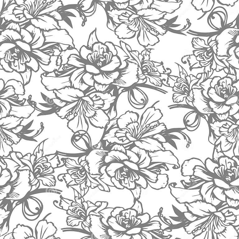 Gray and White Rose Flowers Seamless Pattern, Texture Stock ...