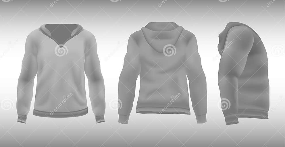 Gray-white T-shirt with Hood Stock Vector - Illustration of fashion ...