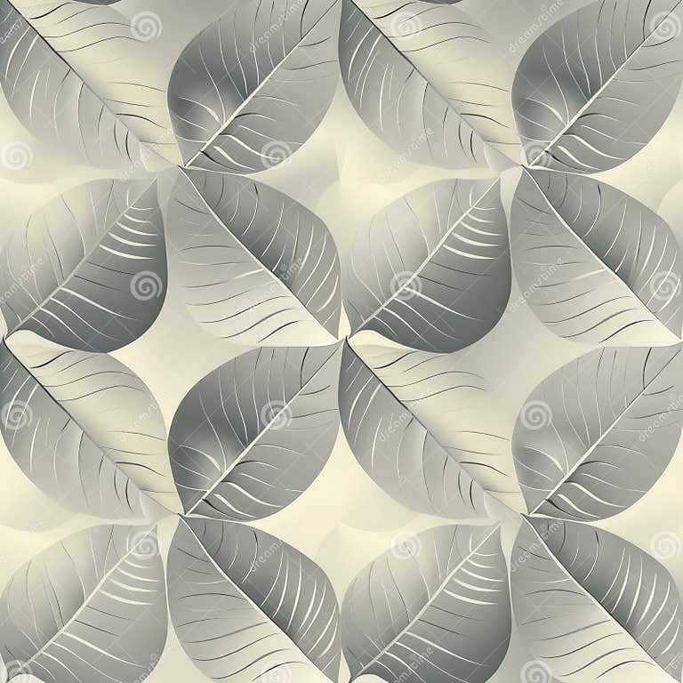 Gray and White Wallpaper with Leaf Pattern Stock Illustration ...