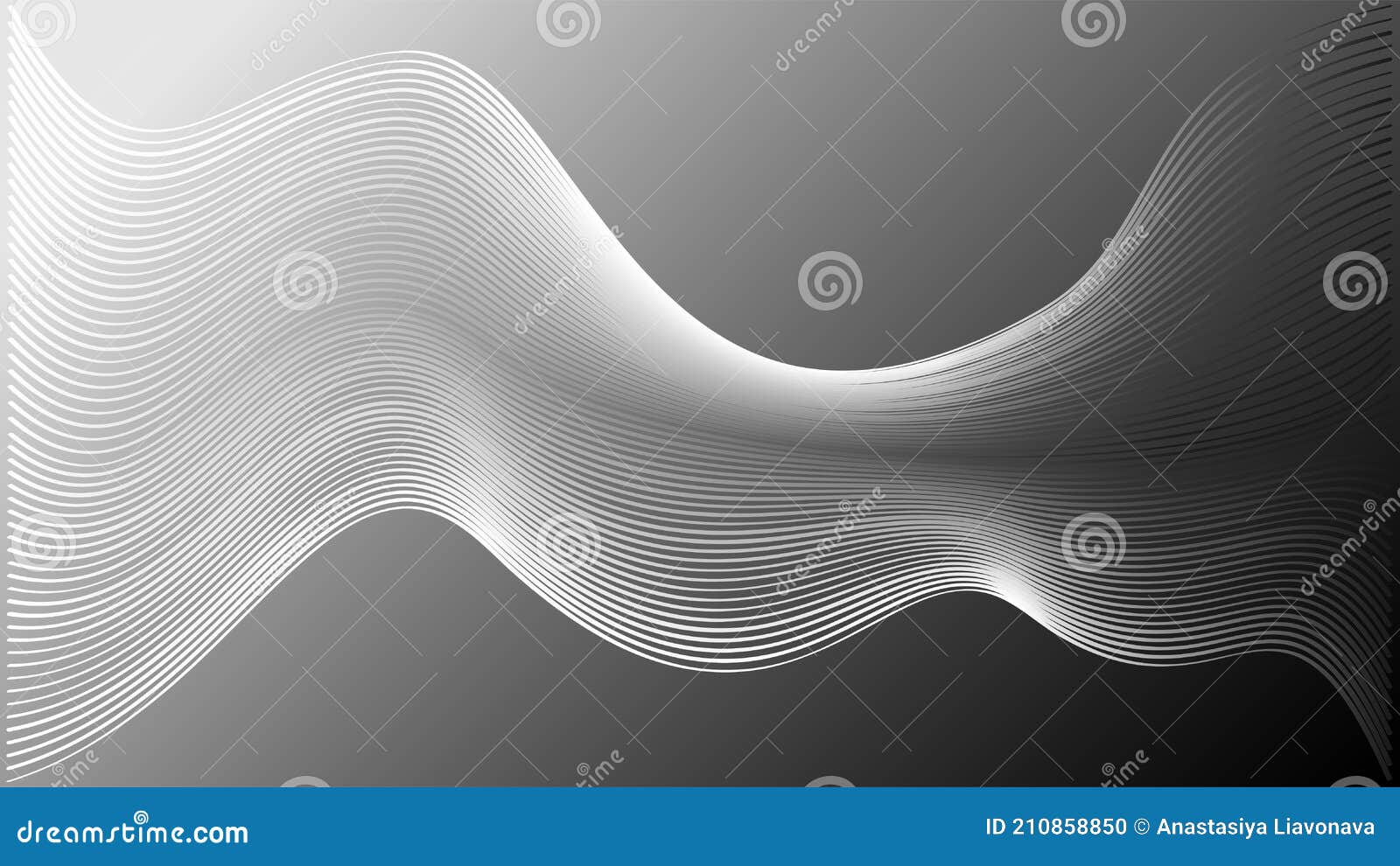 Gray-white Wave from Lines on a Gradient Gray Background. Stock Vector ...
