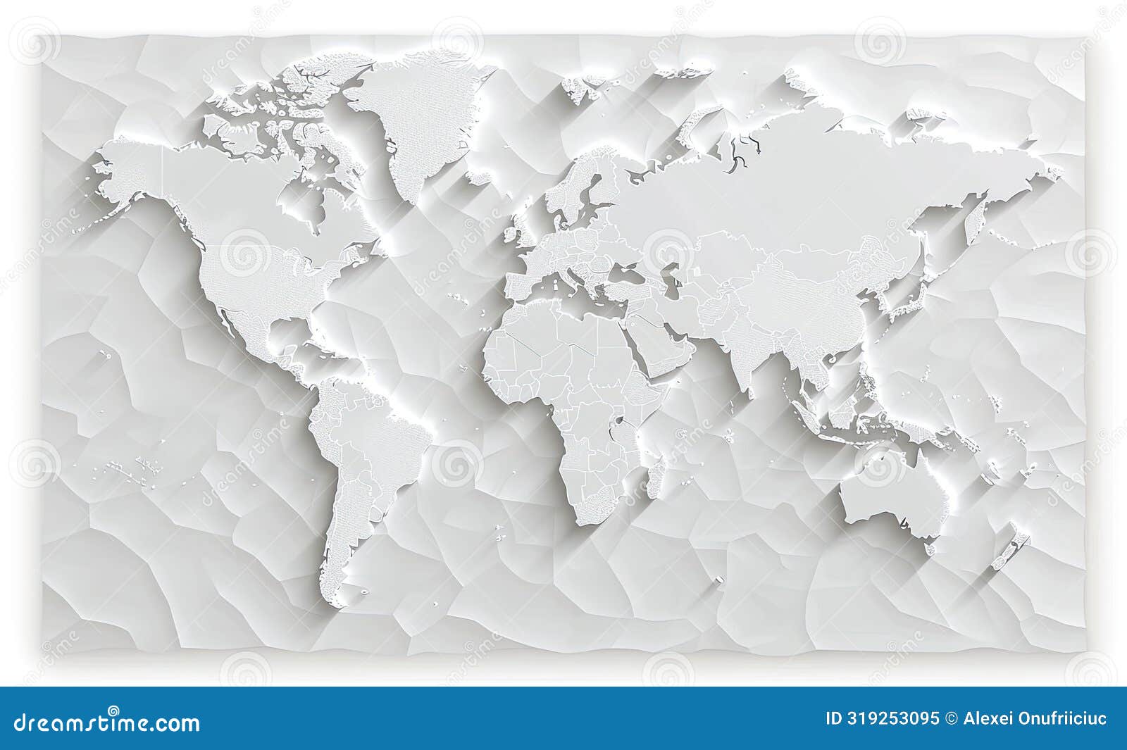A Gray and White World Map with a Shadow on a White Background Stock ...