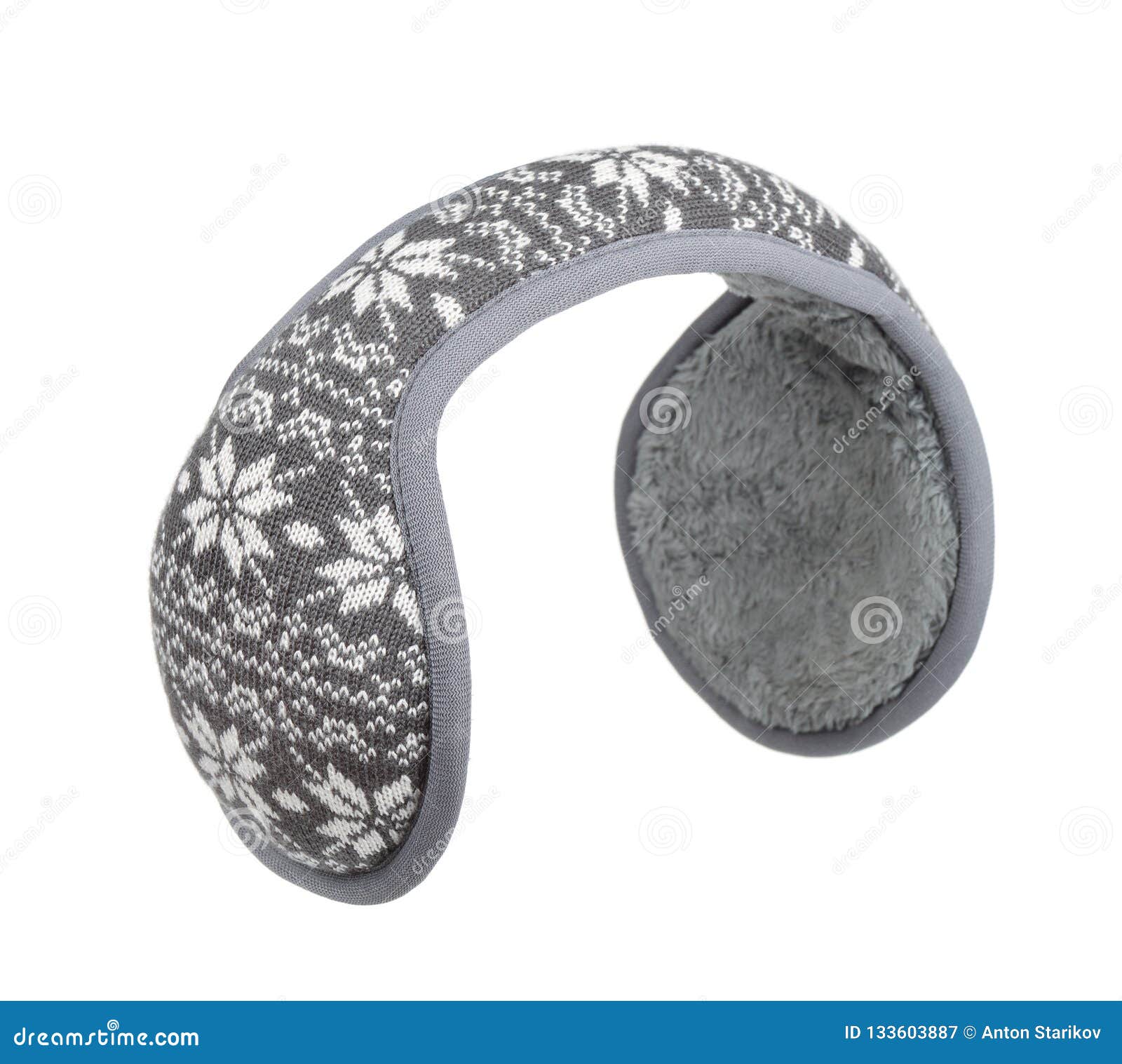 Gray Winter Knitted Ear Muffs Stock Image - Image of earpiece, object ...