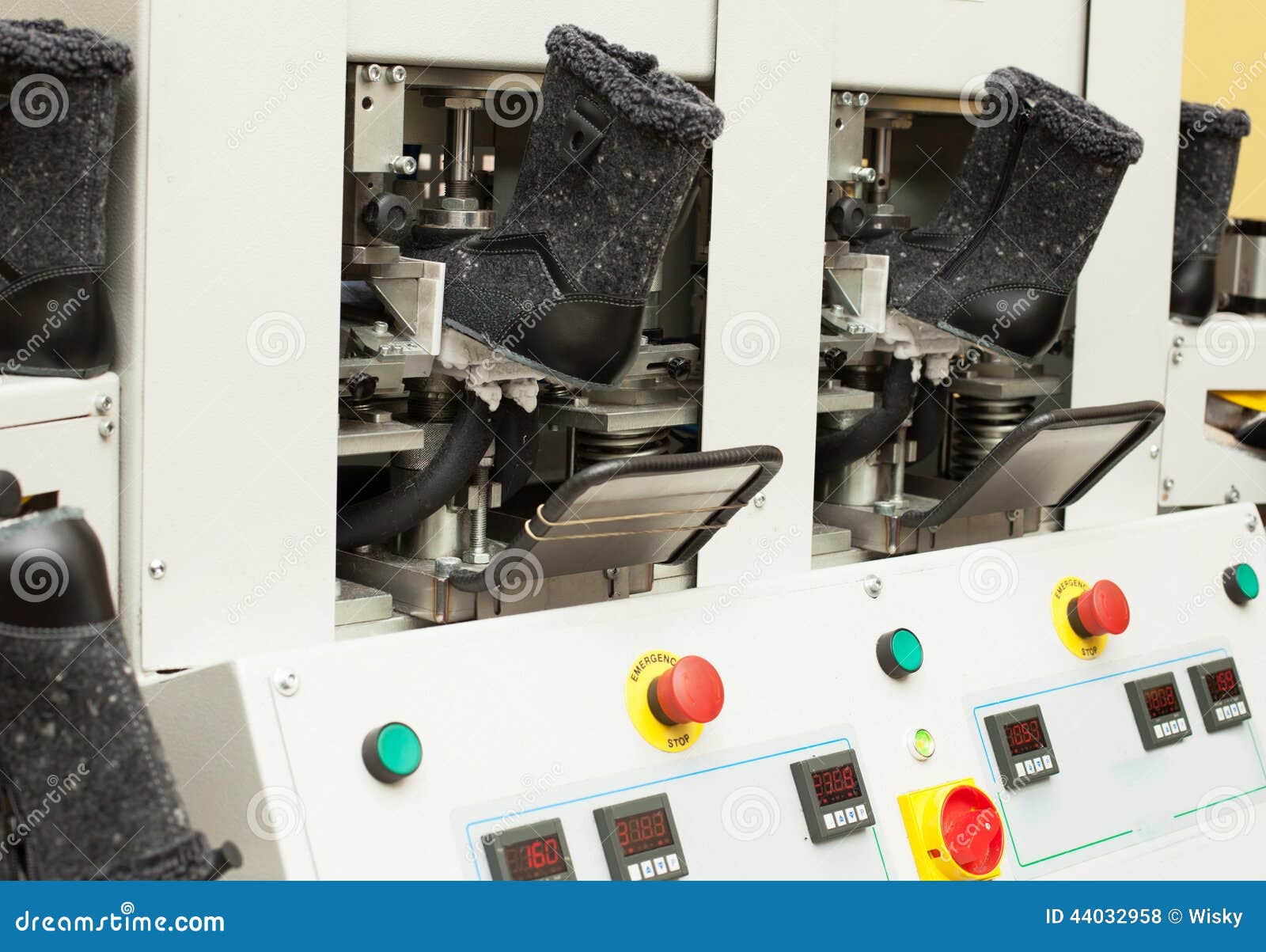 Gray Winterized Boots in Manufacturing Process Stock Photo - Image of ...