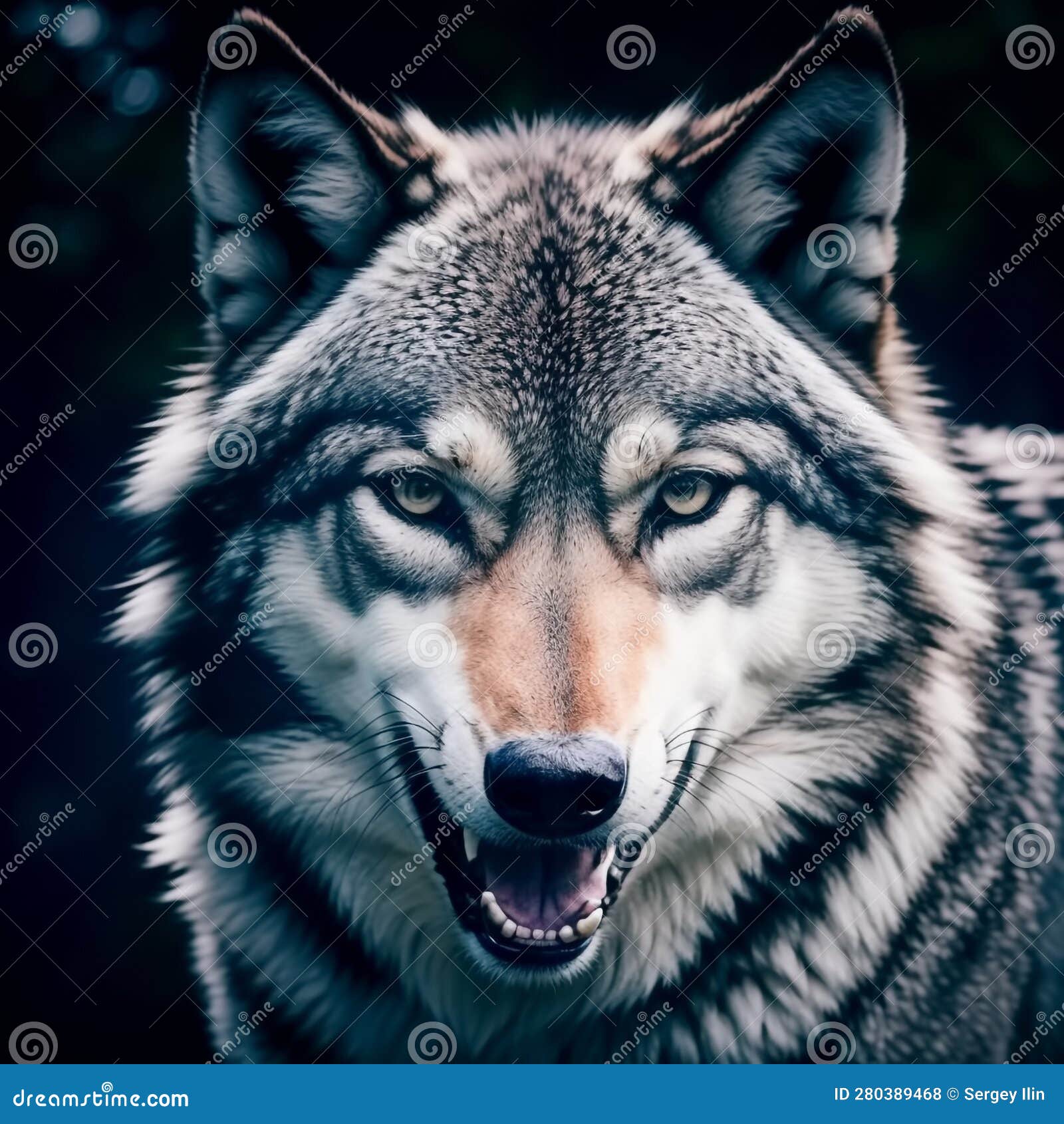 Agressive Wolf Creature, Demon Wolf With Bared Teeth Royalty-Free ...