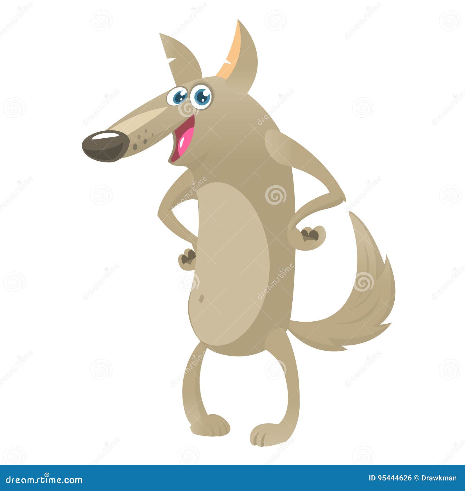 Gray Wolf Cartoon. Vector Illustration Isolated Stock Vector ...