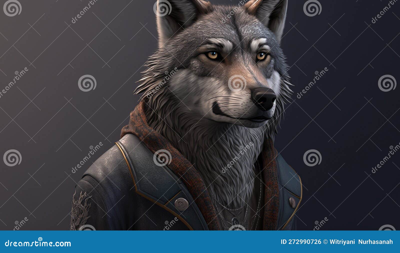 Gray Wolf in Clothes. Concept Graphic in Vintage Style Stock ...