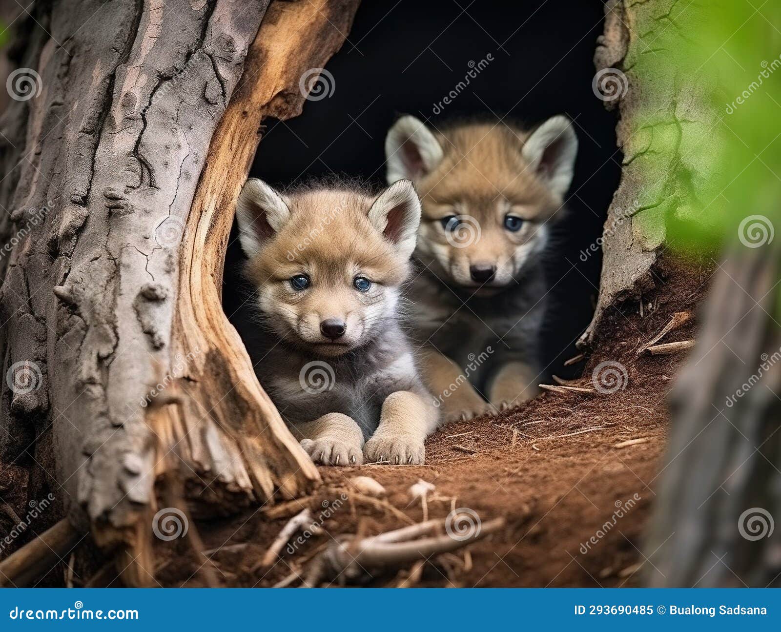 Gray wolf cubs stock illustration. Illustration of cute - 293690485