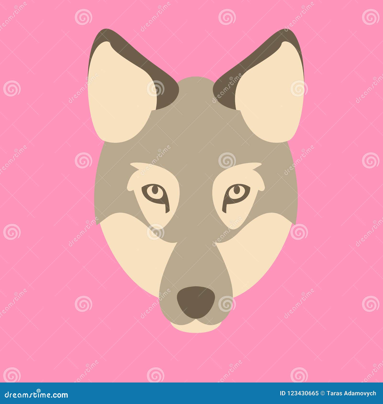 Gray Wolf Face Vector Illustration Flat Style Front Stock Vector ...